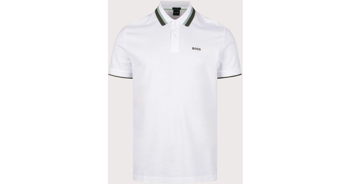 BOSS Paddy Ap Heritage Polo Shirt in White for Men | Lyst UK