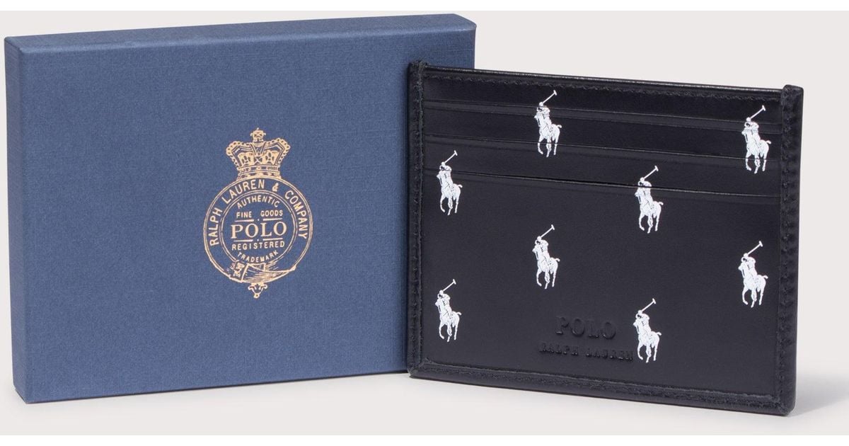 Polo Ralph Lauren Signature Pony Leather Card Case in Blue for Men ...