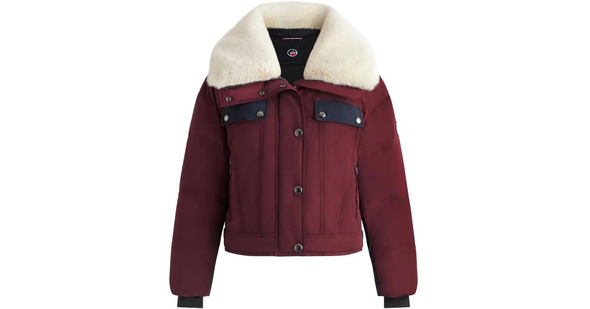 Fusalp Lakki Faux-Fur-Collar Jacket in Red | Lyst UK