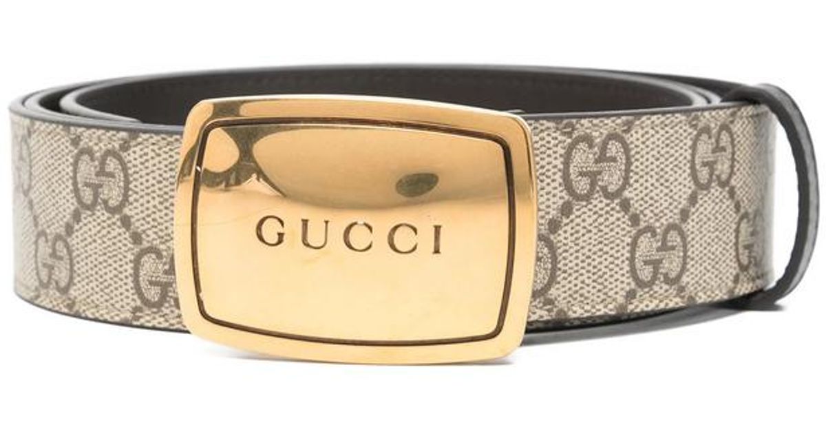 Gucci Logo Buckle Print Belt in Metallic for Men | Lyst