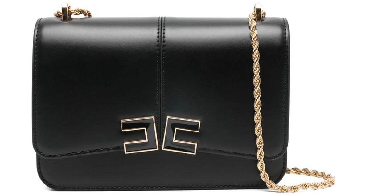 Elisabetta Franchi Logo-Plaque Chain-Strap Mini Shoulder Bag in Black ...