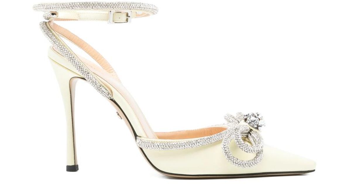 Mach & Mach Bow Ankle-Strap Pumps in White | Lyst