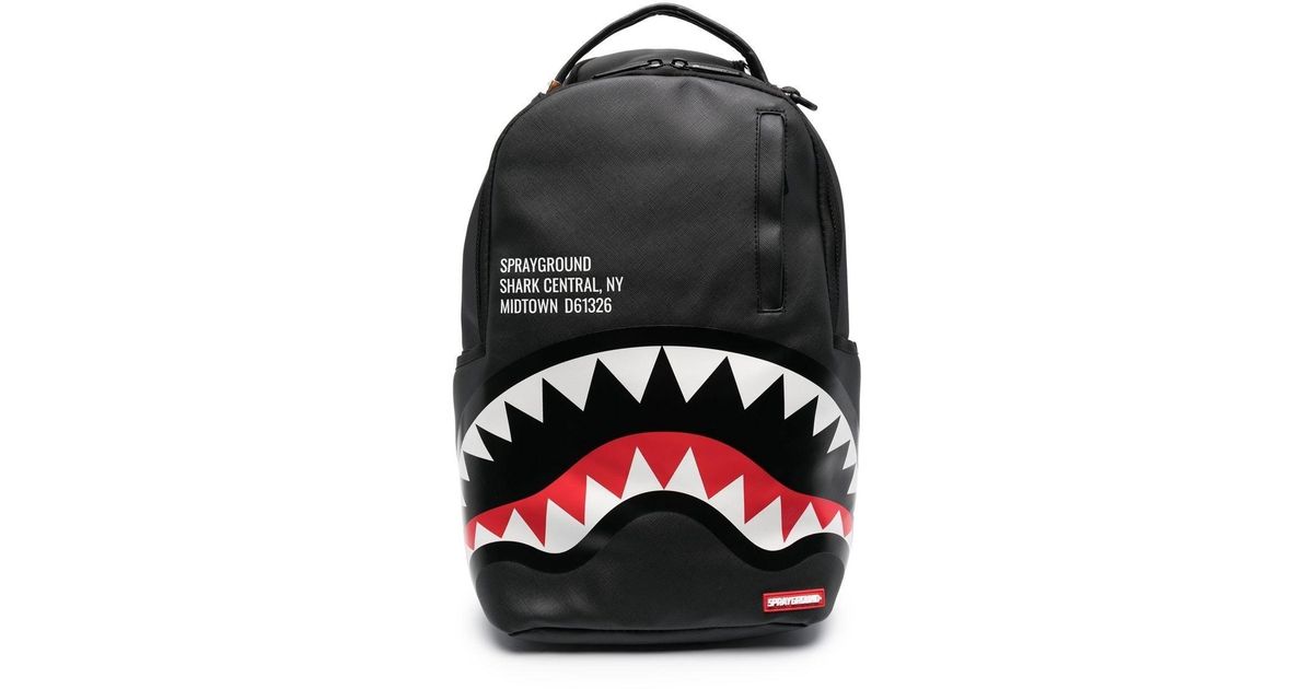 Sprayground Shark Teeth-print Zip-up Backpack in Black for Men | Lyst