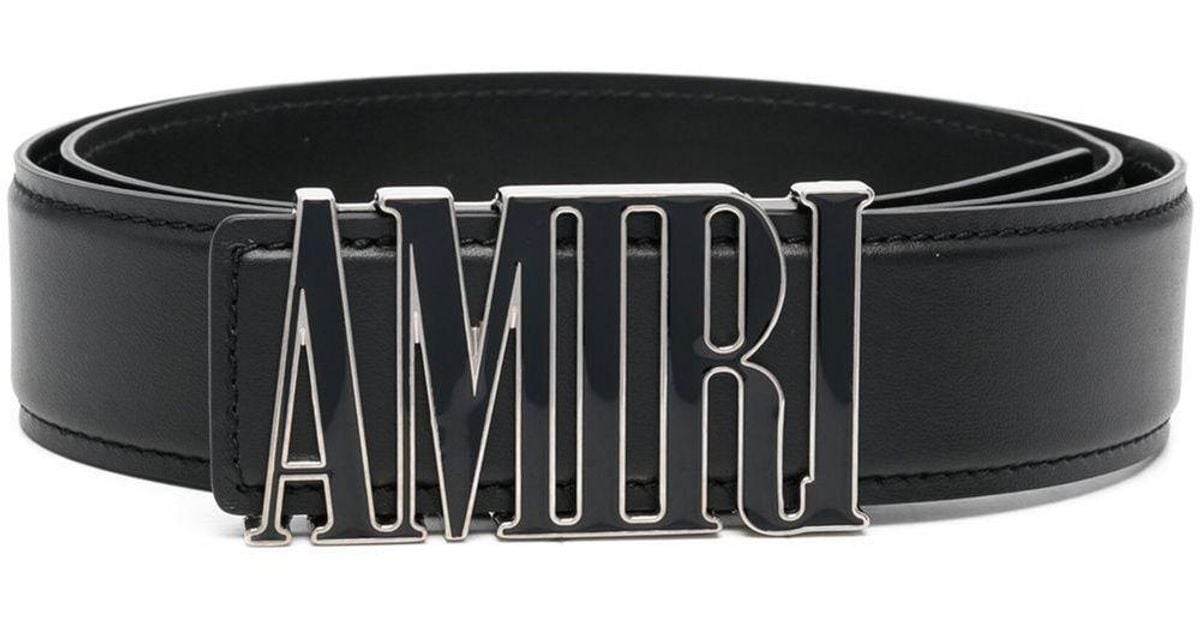 Amiri Logo-buckle Leather Belt in Black for Men | Lyst