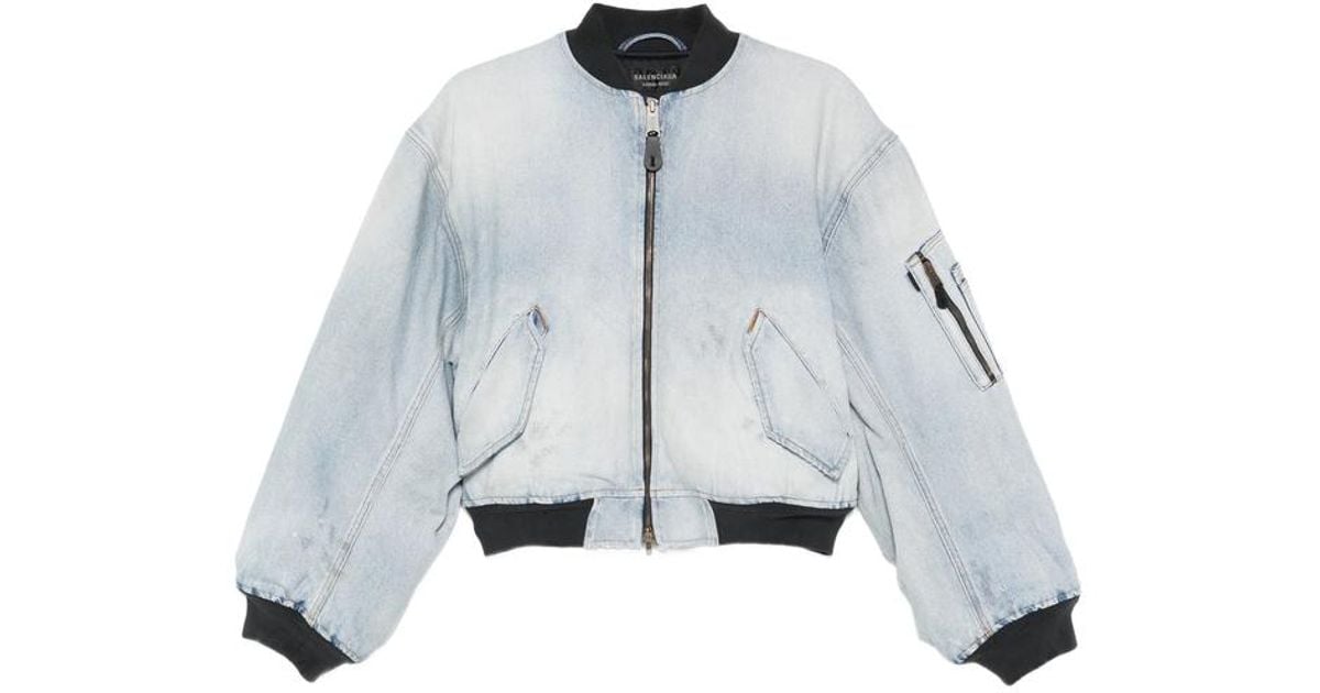 Balenciaga Zip Bomber Jacket in Grey | Lyst UK