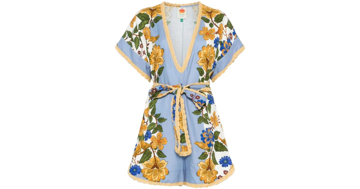FARM Rio Garden Playsuit in Blue | Lyst