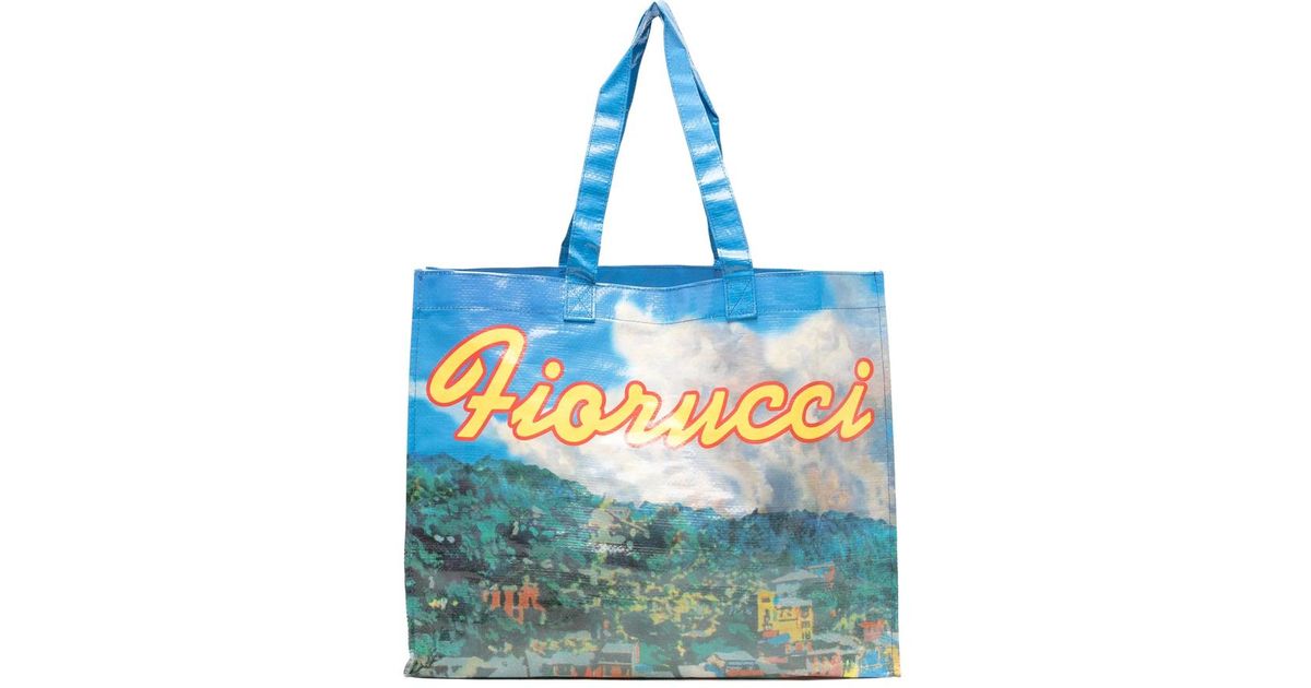 Fiorucci Maxi Portofino Postcard Tote Bag in Blue | Lyst UK