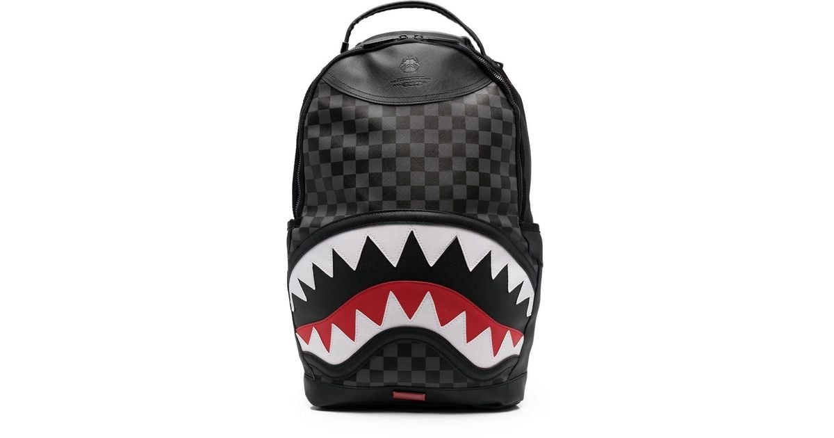 Sprayground Shark-teeth Checked Backpack in Gray for Men | Lyst