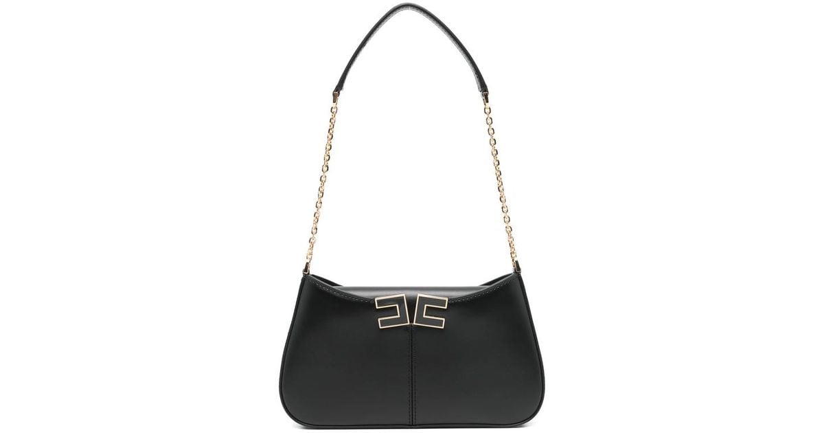 Elisabetta Franchi Logo-Plaque Chain-Strap Mini Shoulder Bag in Black ...