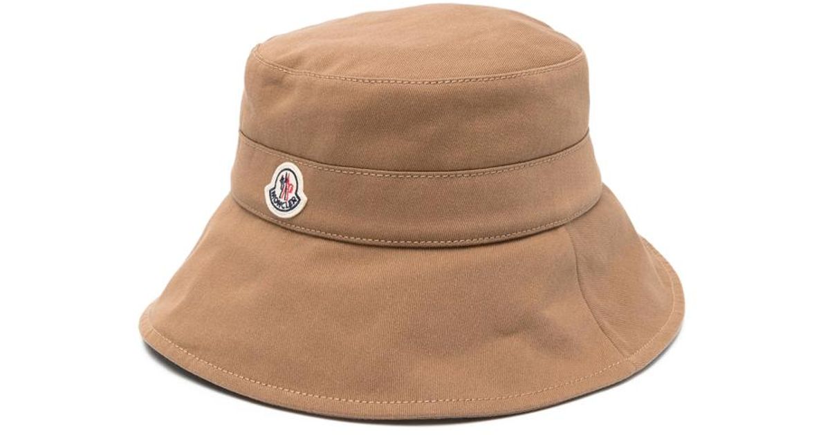 Moncler Logo-Patch Bucket Hat in Brown | Lyst UK