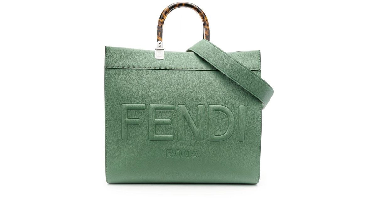 Fendi Leather Sunshine Logo-embossed Tote Bag in Green | Lyst Australia