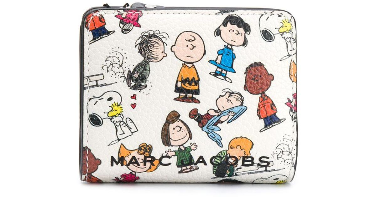 Marc Jacobs X Peanuts The Box Mini Compact Wallet in White | Lyst