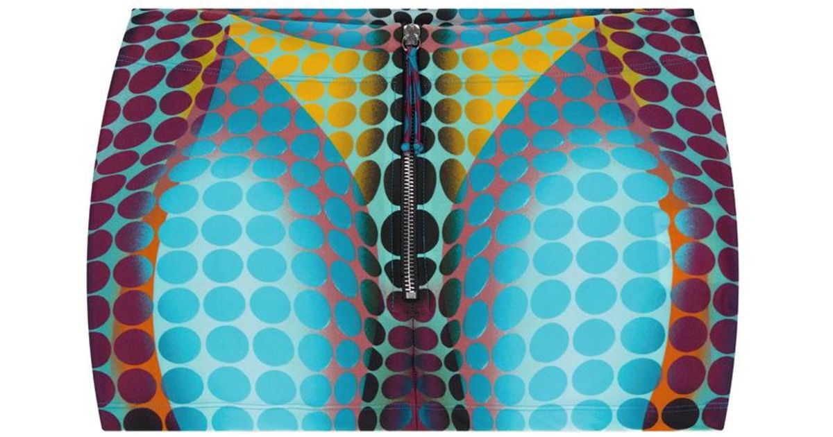 Jean Paul Gaultier Zip-Up Dots-Print Mini Skirt in Blue | Lyst UK