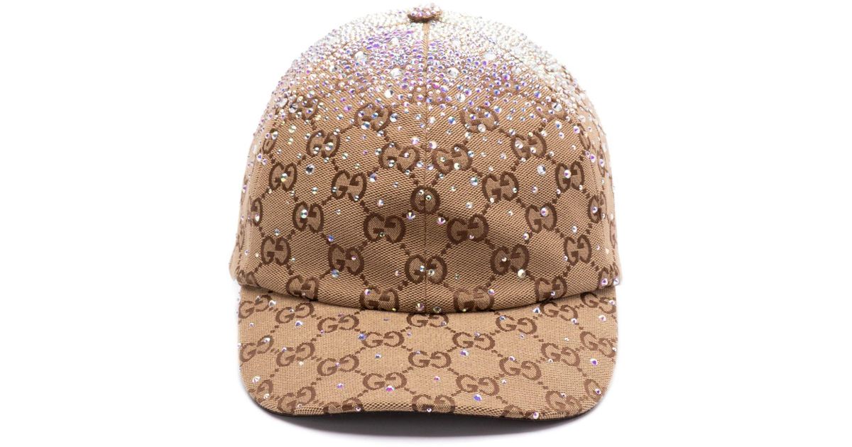 Gucci Gg Crystal-Embellished Cap in Natural for Men | Lyst