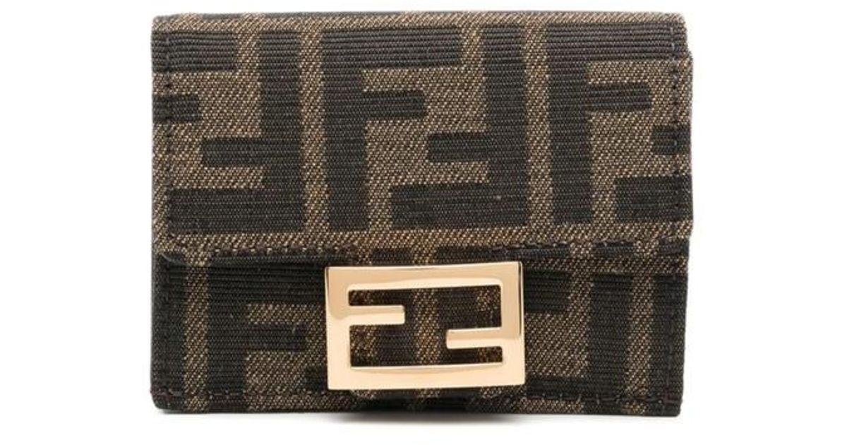 Fendi Ff-Logo Pattern Wallet in Grey | Lyst UK