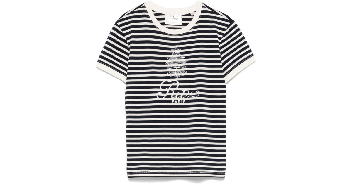 FRAME x Ritz Paris Logo-Embroidered T-Shirt in Black | Lyst