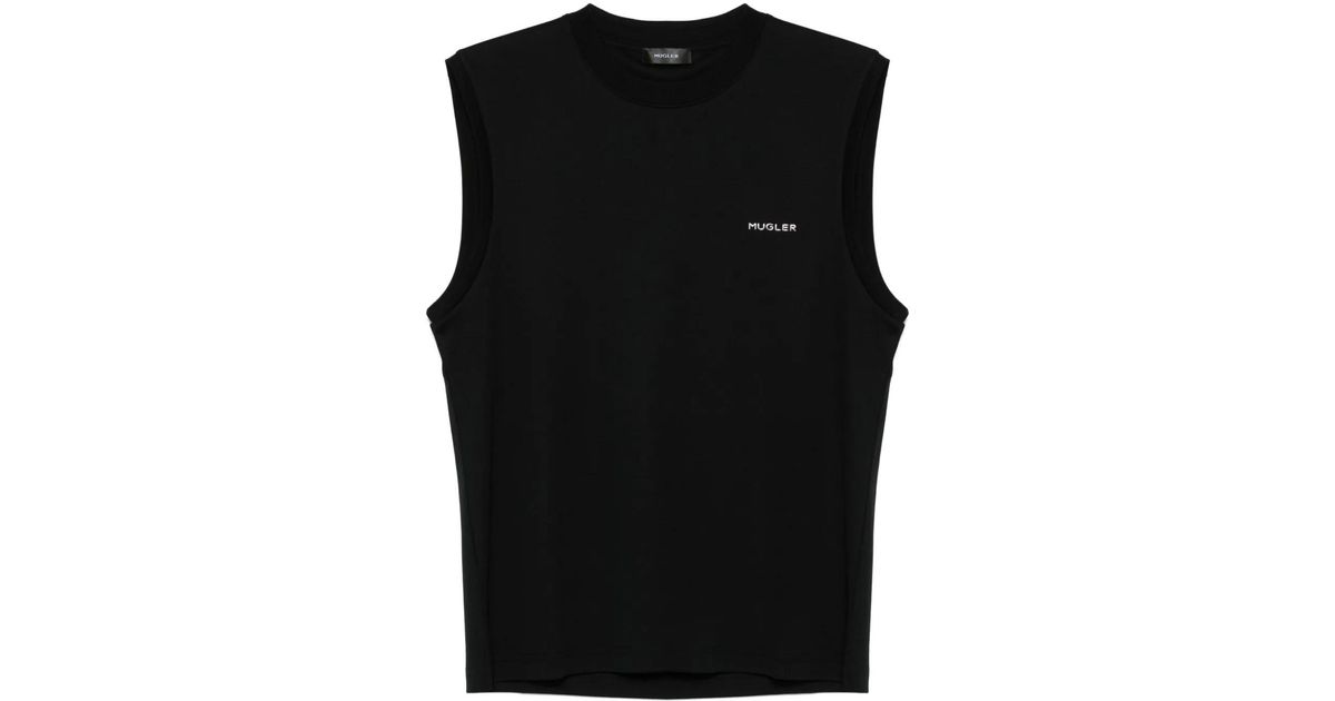 Mugler Logo-Lettering Vest in Black for Men | Lyst