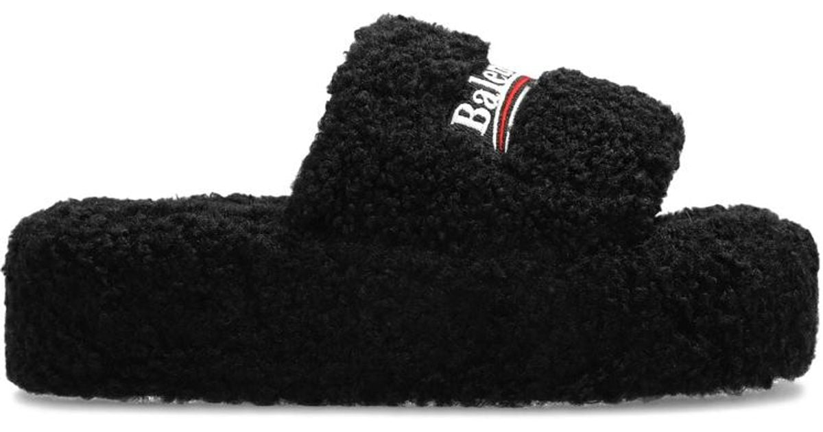 Balenciaga Logo-Embroidered Platform Sandals in Black | Lyst UK