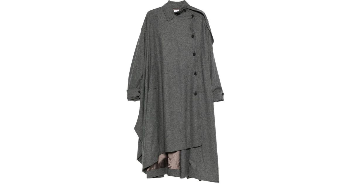 THE NINA STUDIO Asymmetric Coat in Grey | Lyst UK