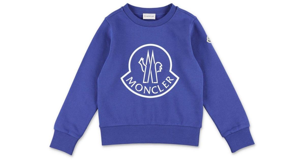 Moncler Logo-Print Cotton Sweatshirt in Blue | Lyst UK