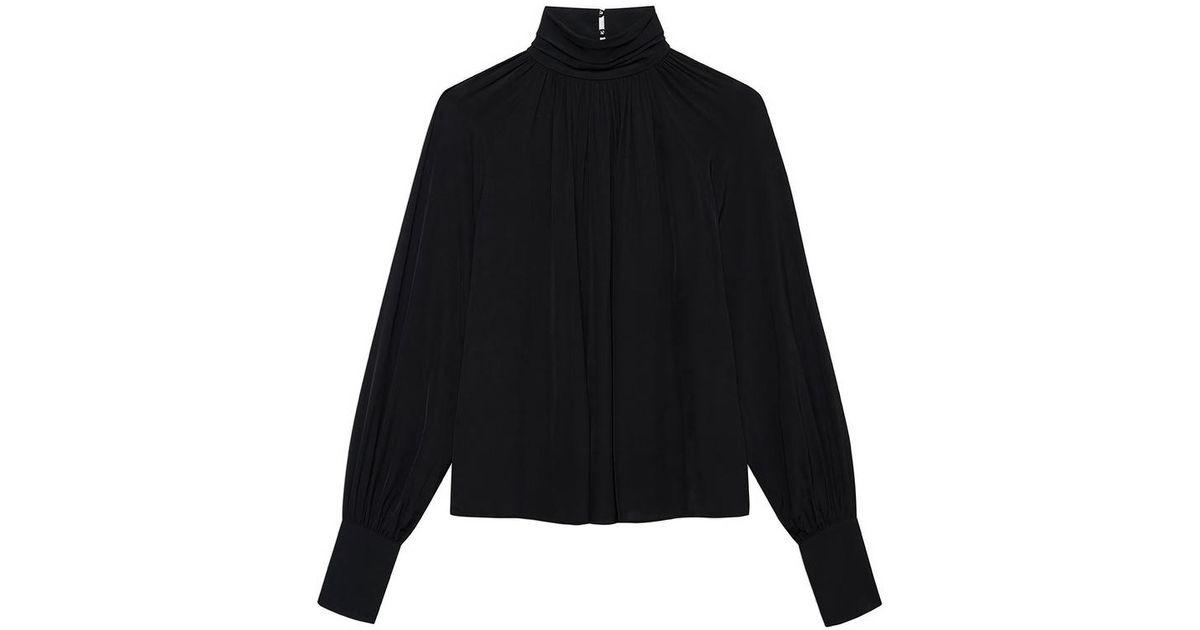 Anine Bing Anne Draped Blouse in Black | Lyst UK