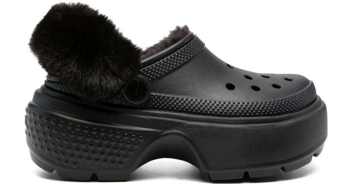 Crocs™ Stomp Faux-Fur Lining Chunky Clogs in Black for Men | Lyst UK