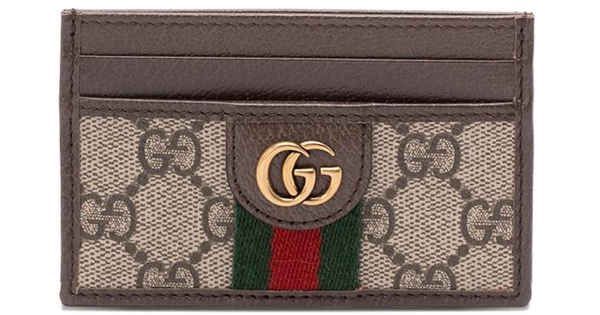 Gucci Logo Stripe Cardholder in Grey for Men | Lyst UK