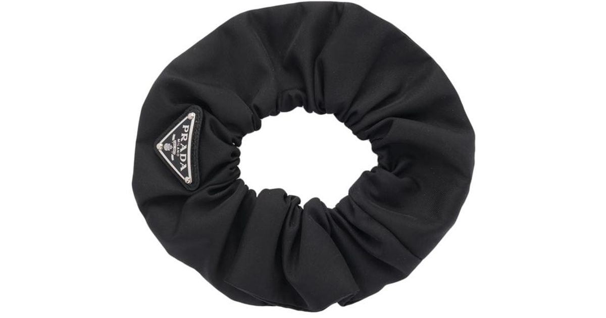 Prada Triangle-Logo Scrunchie in Black | Lyst UK