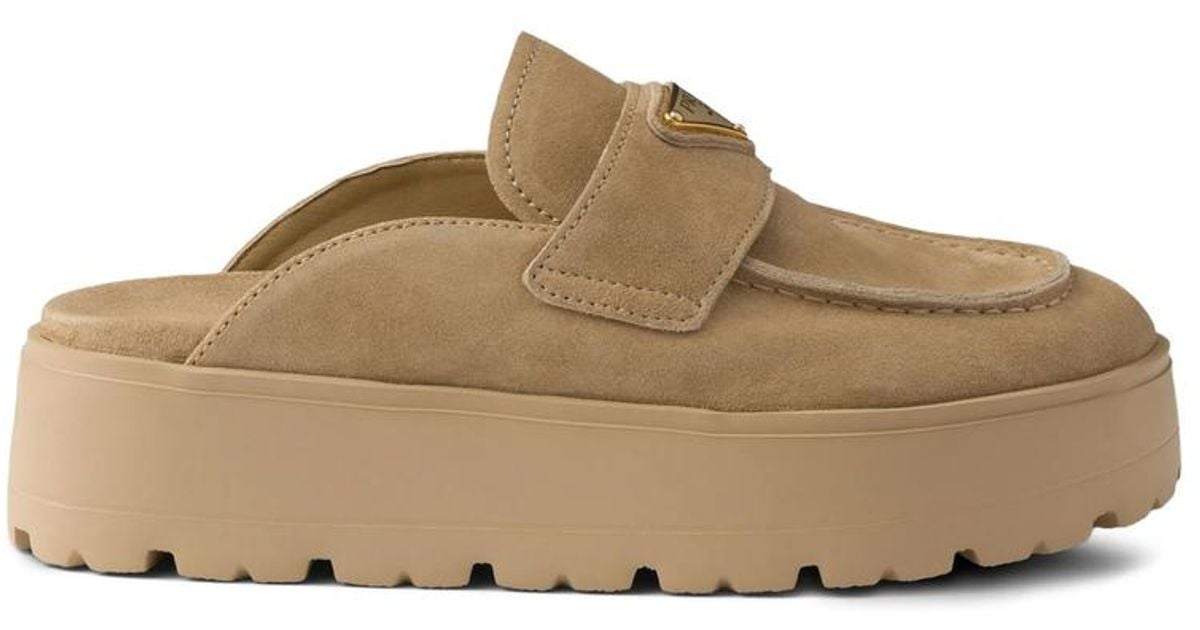 Prada Mules À Plateforme in Brown | Lyst UK