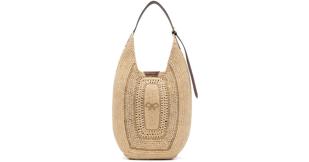 Anya Hindmarch Bow-Detail Raffia Shoulder Bag in Natural | Lyst UK