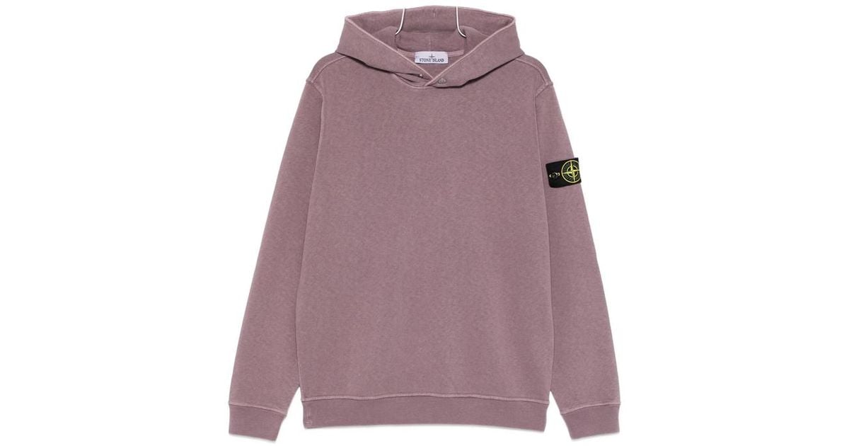 Stone Island Logo-Patch Hoodie in Purple for Men | Lyst UK