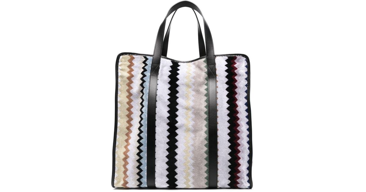 Missoni Zigzag-woven Tote Bag in Black | Lyst
