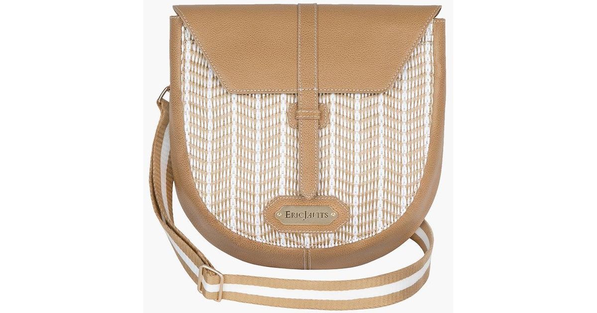 Eric Javits Palm Pouch Woven Raffia Straw Messenger Bag in White | Lyst