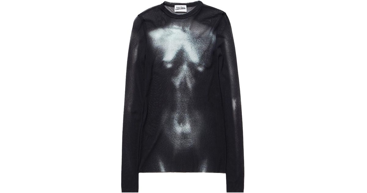 Jean Paul Gaultier Mesh 'Body Dust' Print Top in Black for Men | Lyst