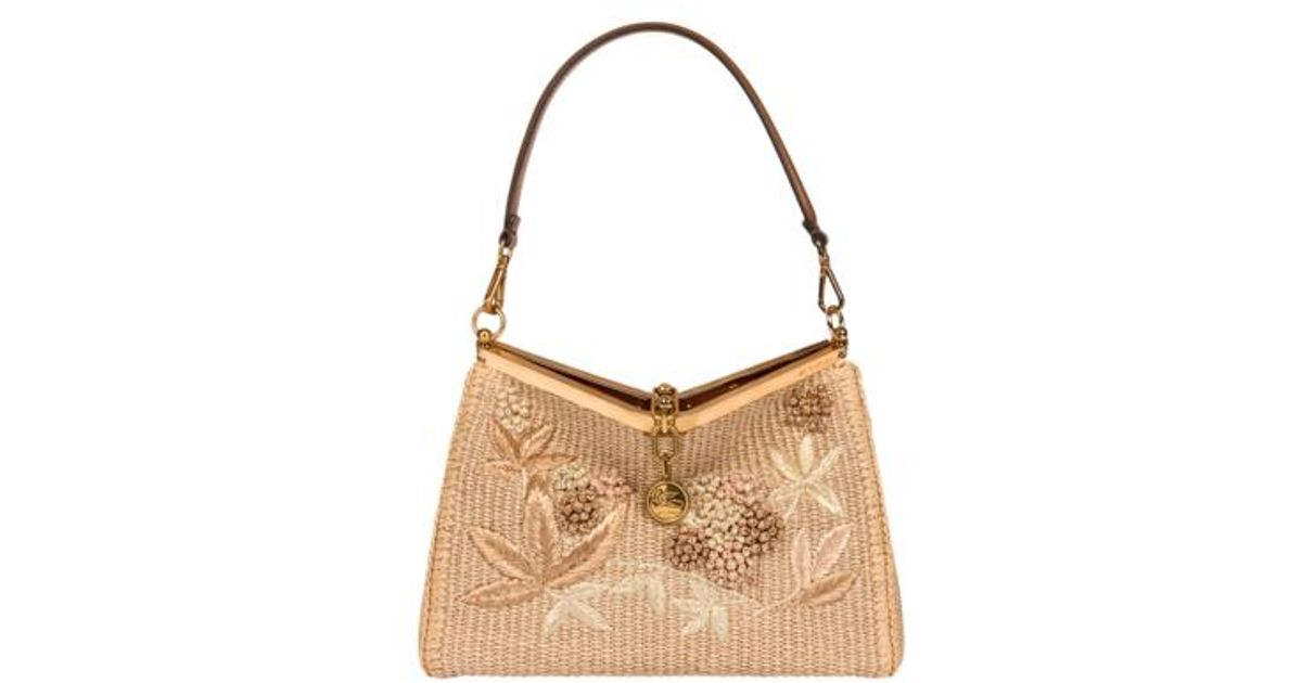 Etro Medium Woven Raffia Vela Bag in Natural | Lyst UK