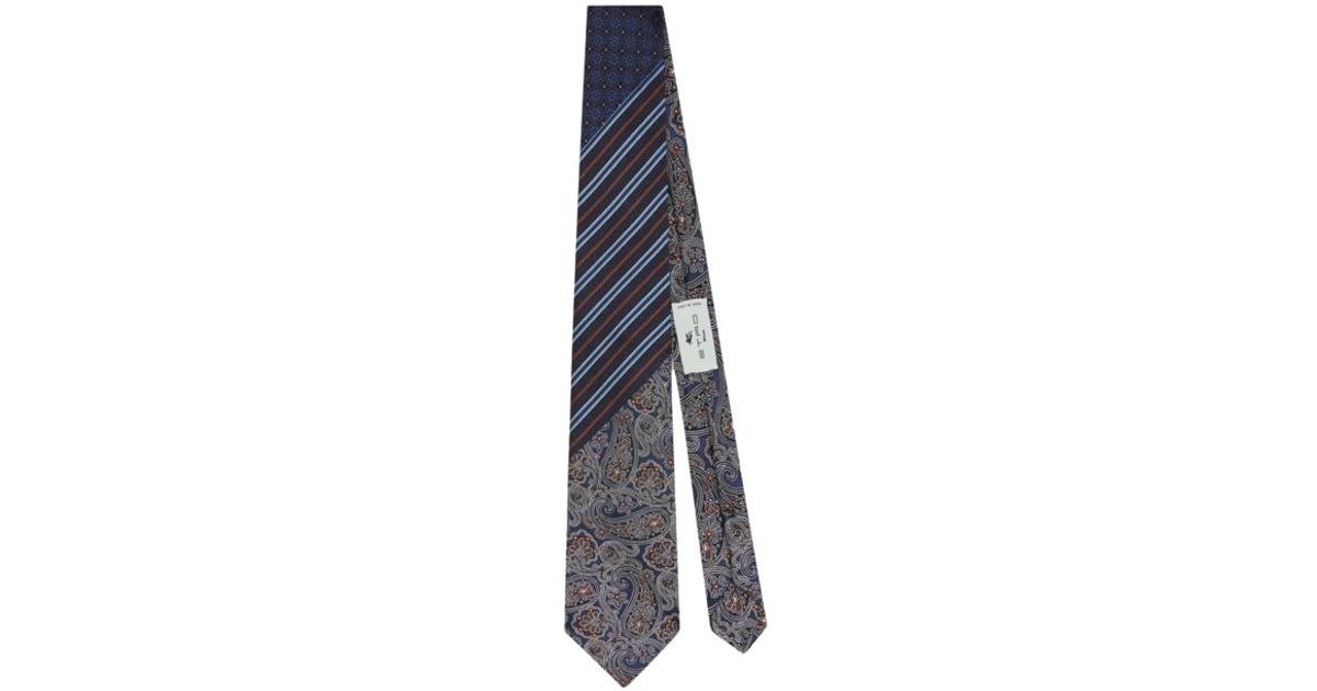 Etro Patchwork Silk Tie in Blue for Men | Lyst UK