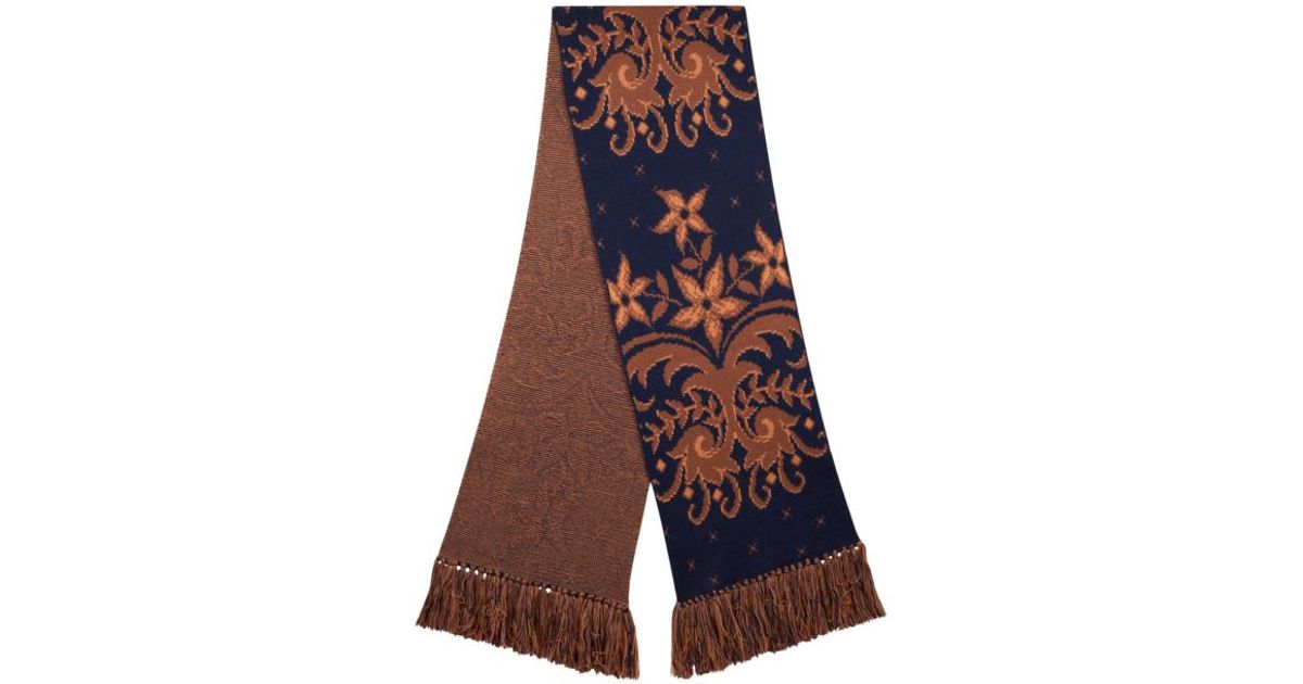 Etro Wool Jacquard Scarf With Fringing in White | Lyst UK