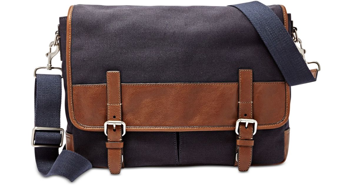 Fossil Graham Canvas Messenger Bag In Gray For Men Lyst
