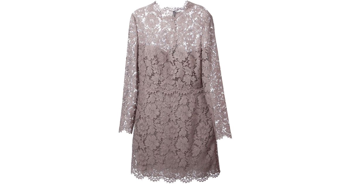 Valentino Lace Cocktail Dress In Grey Gray Lyst