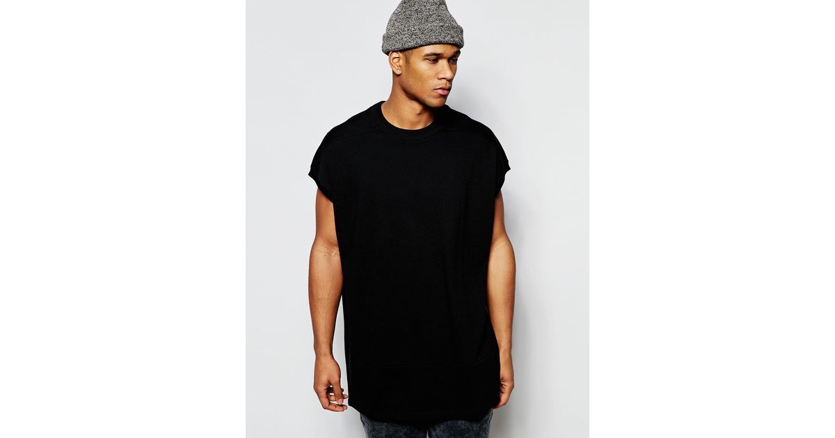 Asos Super Oversized Sleeveless T Shirt In Heavy Weight Jersey In Black