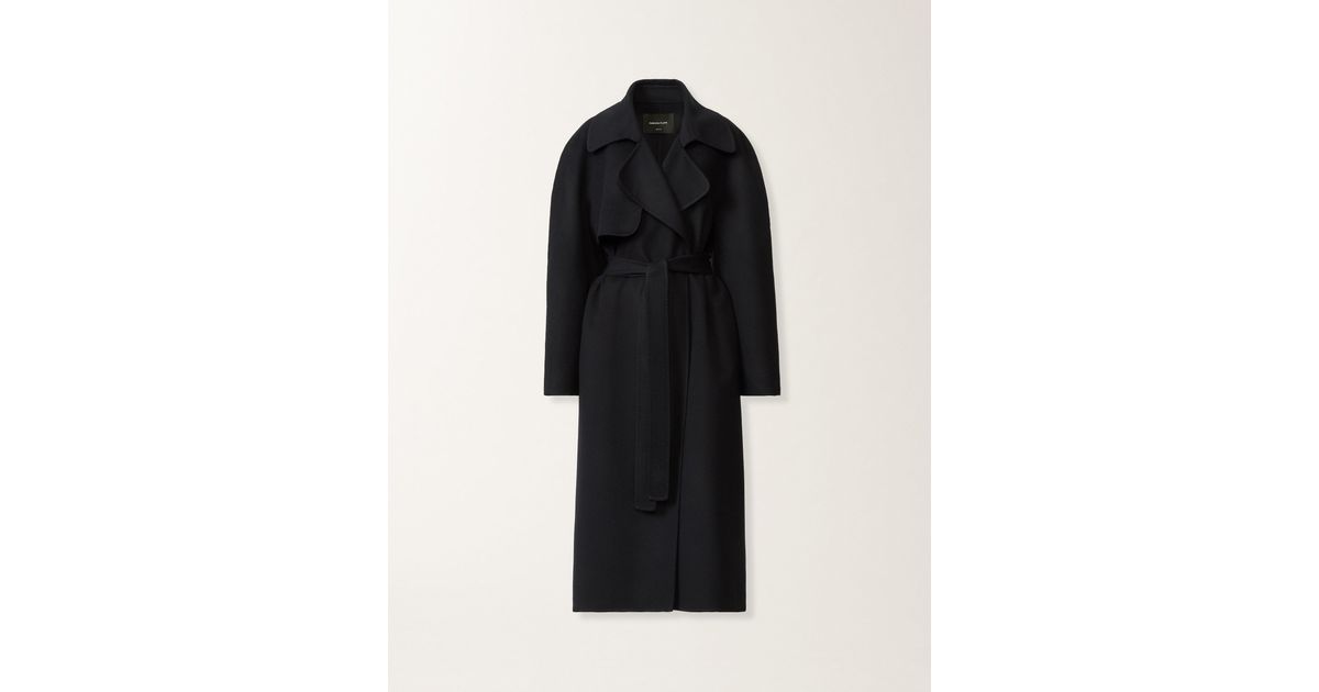 Fabiana Filippi Wool Double Trench Coat in Black | Lyst UK