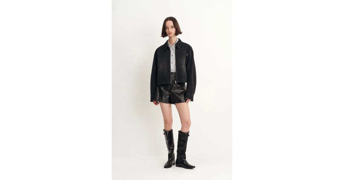 Fabrique Pike Vintage Wash Boxy Cut Jacket in Black | Lyst