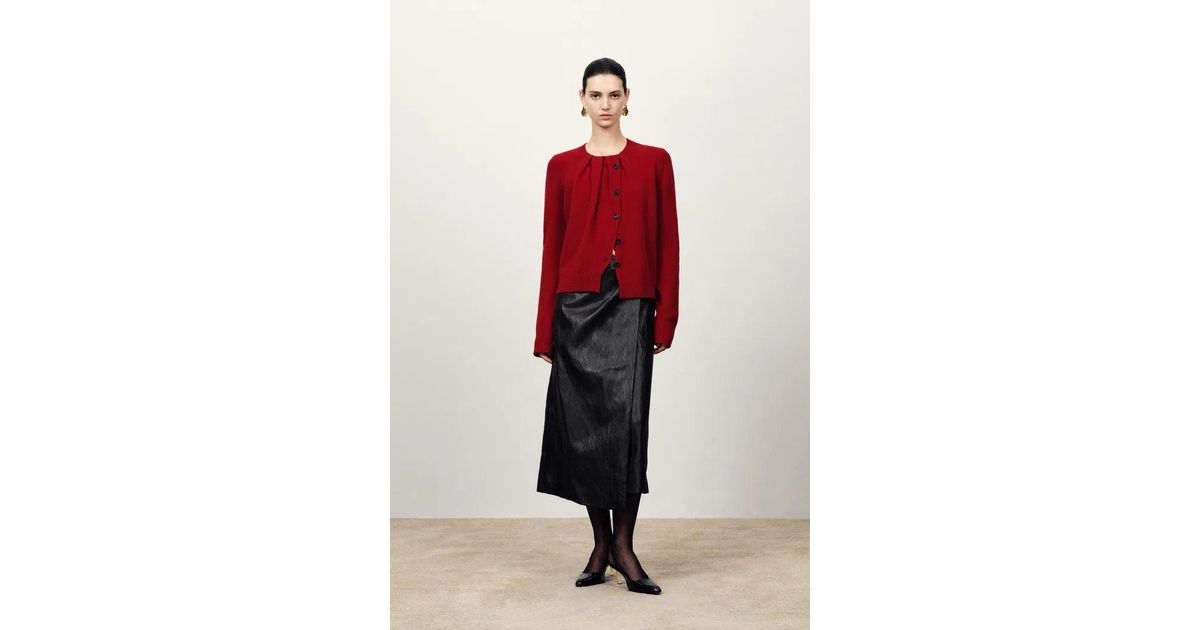 Fabrique Cecilia Gathered Pleat Cardigan Merino-Cashmere Blend | Lyst UK