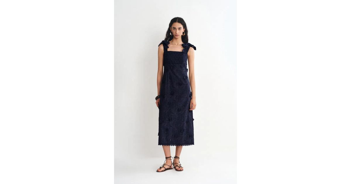 Fabrique Elise 3D Flora Applique Dress in Blue | Lyst UK