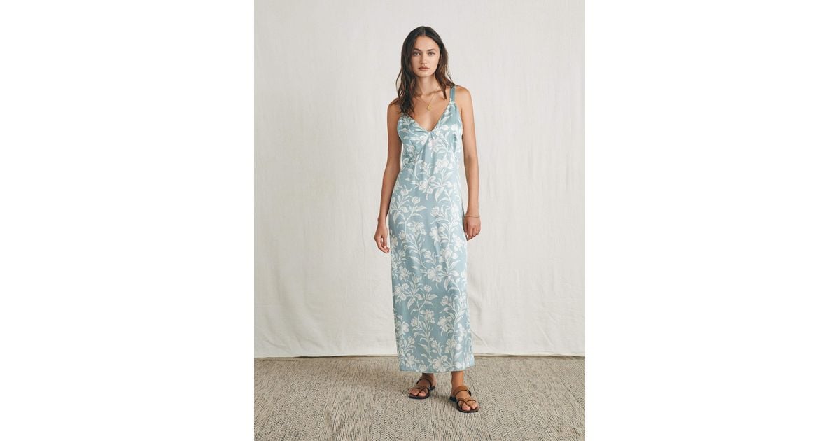 Faherty Sandwashed Silk Slip Dress in Green | Lyst