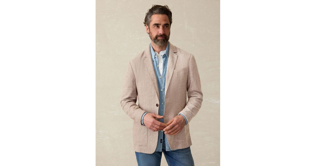 Faherty Movement& Linen Blazer in Natural for Men | Lyst