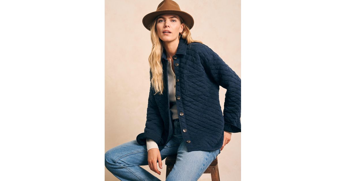 Faherty Epic Quilted Fleece Shirt Jacket in Blue | Lyst UK