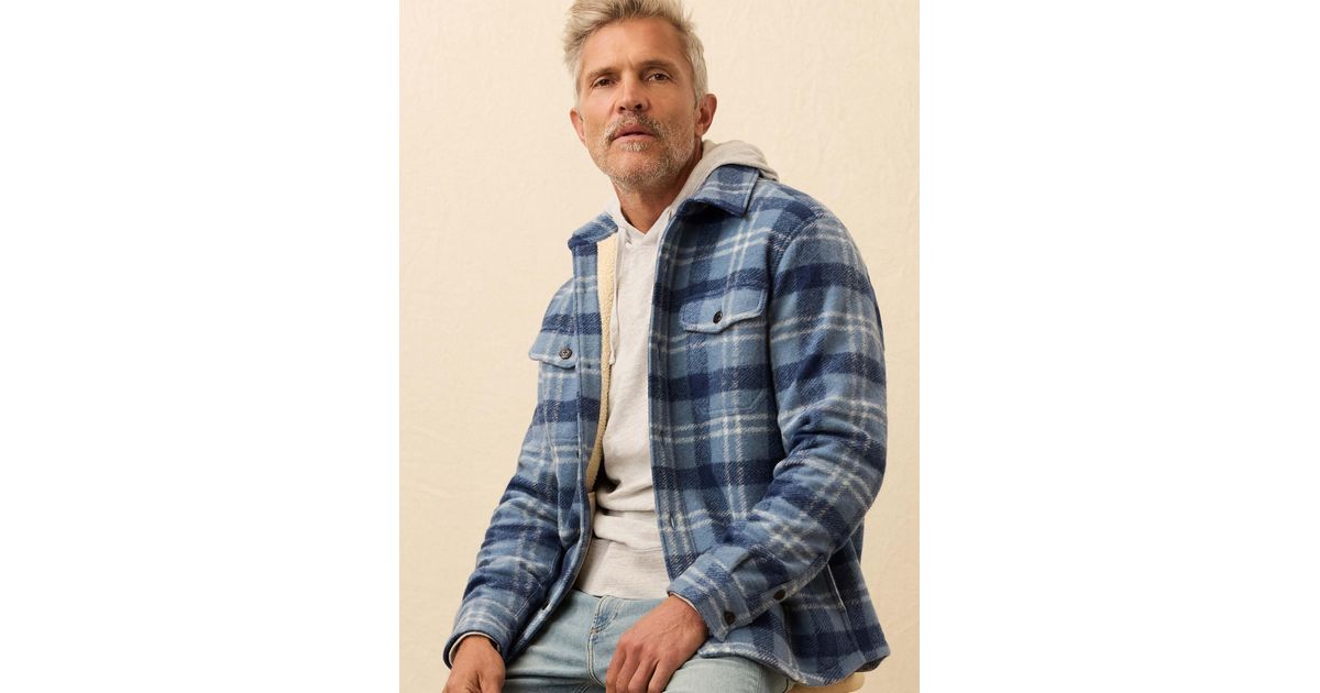 Faherty Range Fleece Shirt Jacket Lined Cpo in Blue for Men | Lyst UK