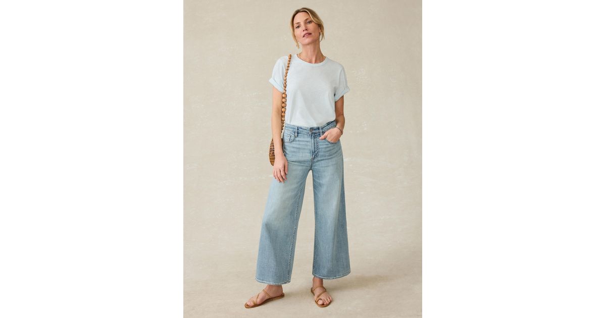 Faherty Saturday Denim Wide Leg in Blue | Lyst