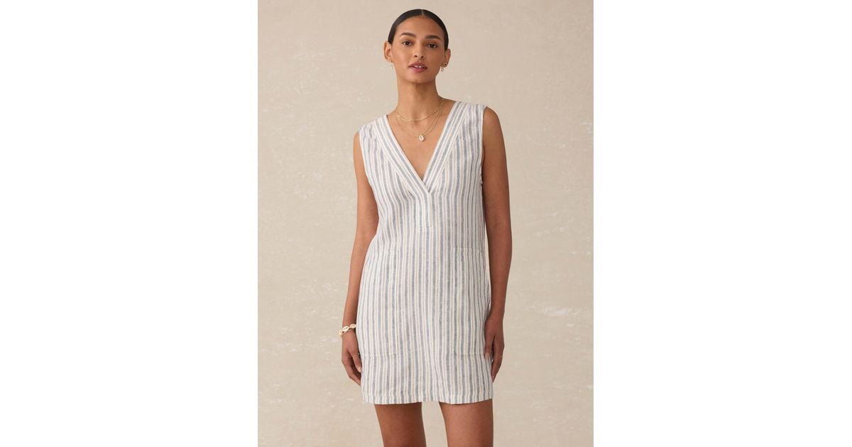 Faherty Azure Linen Dress in White | Lyst